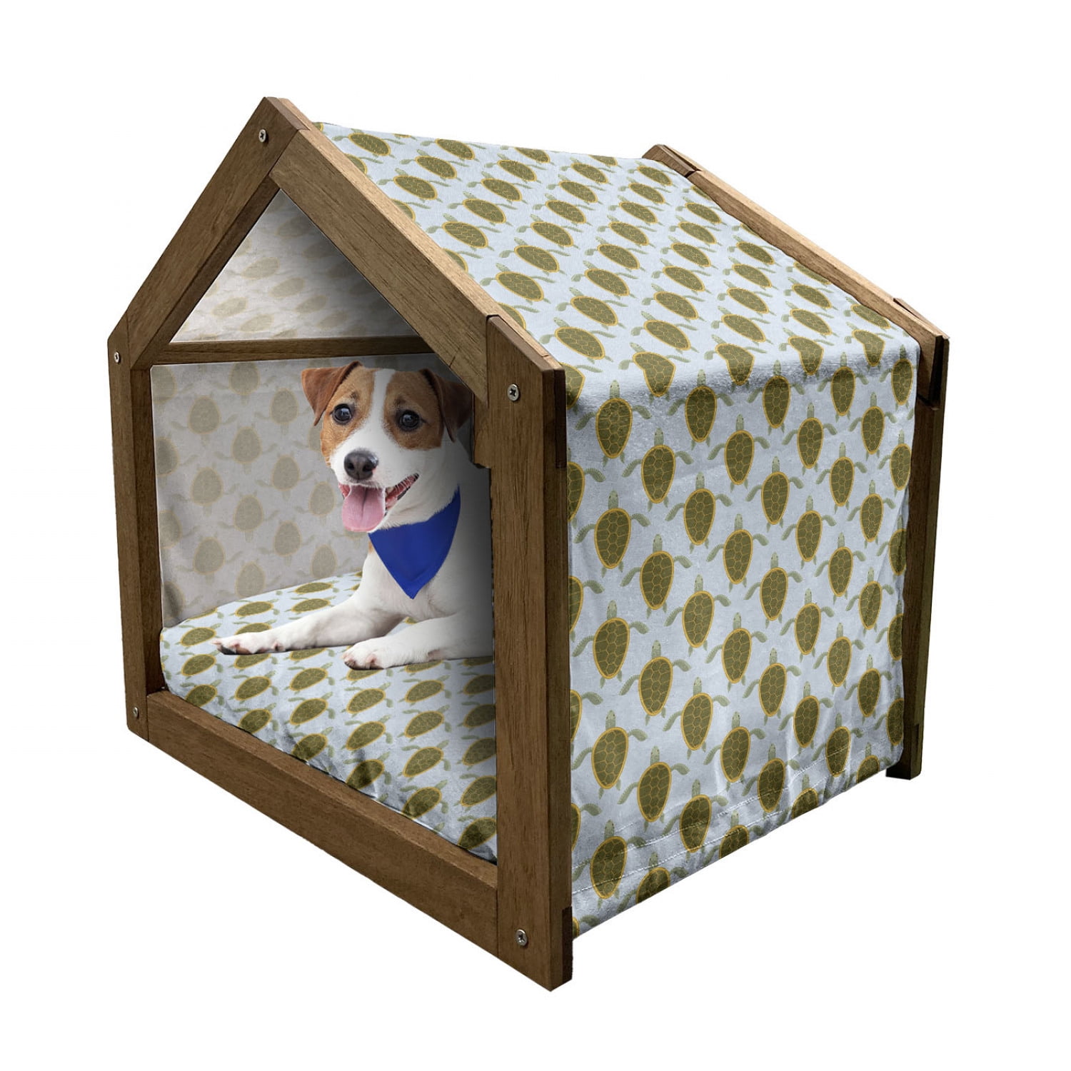 Turtle Pet House, Flock of Sea Turtles with Geometric Shells Cartoon ...