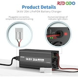Redodo 14.6V 20A Lifepo4 Battery Charger, Fast Charging for Deep Cycle ...