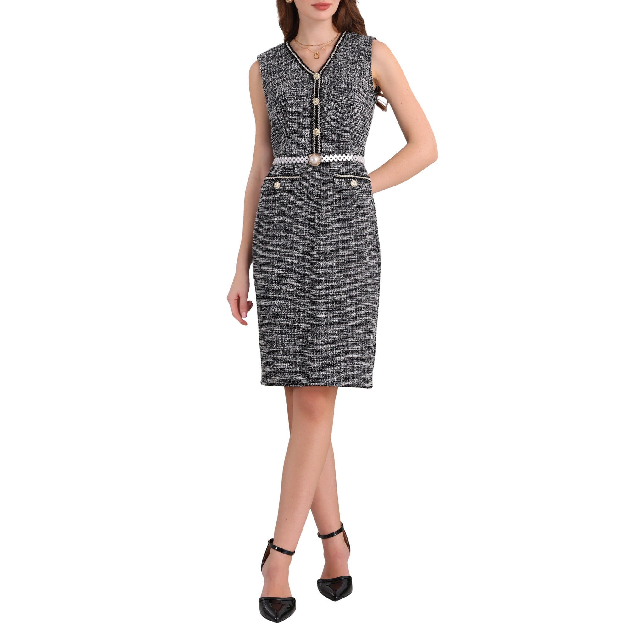 Click here for Inspire Chic Womens Sleeveless Tweed Dress 2025 Su... prices