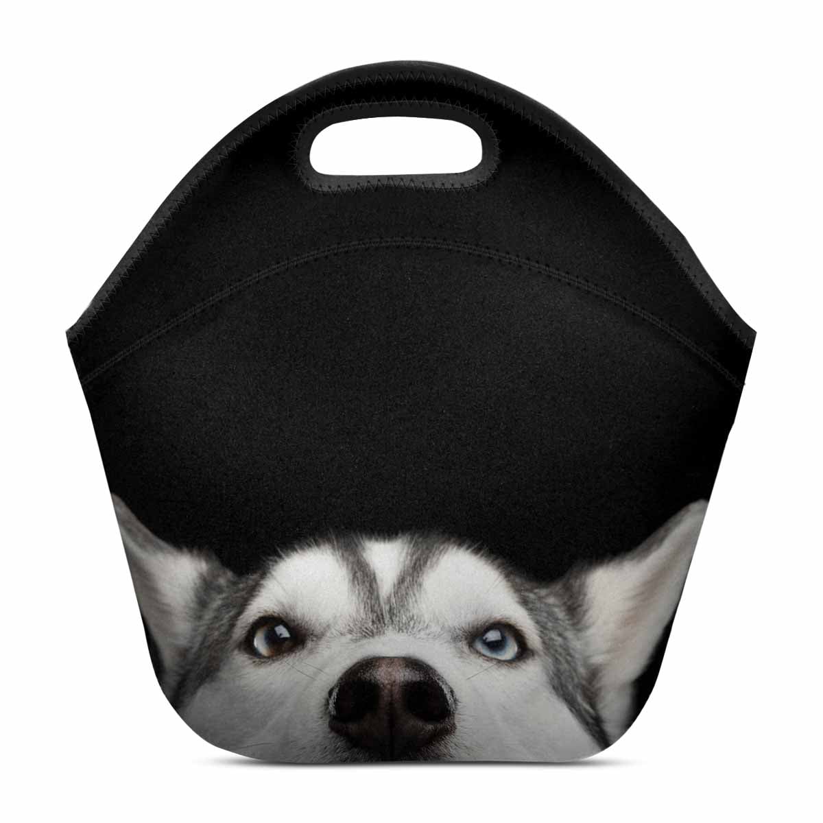SUNENAT Neoprene Lunch Tote Bag Funny Close Up Head Of Siberian Husky ...