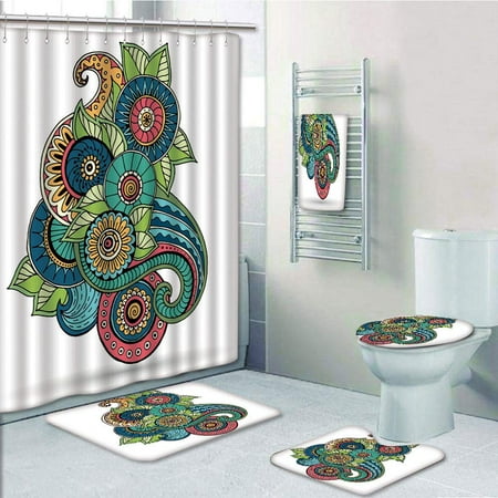 EREHome Doodle Ethnic Floral Zentangle with Vibrant Colors Henna ...