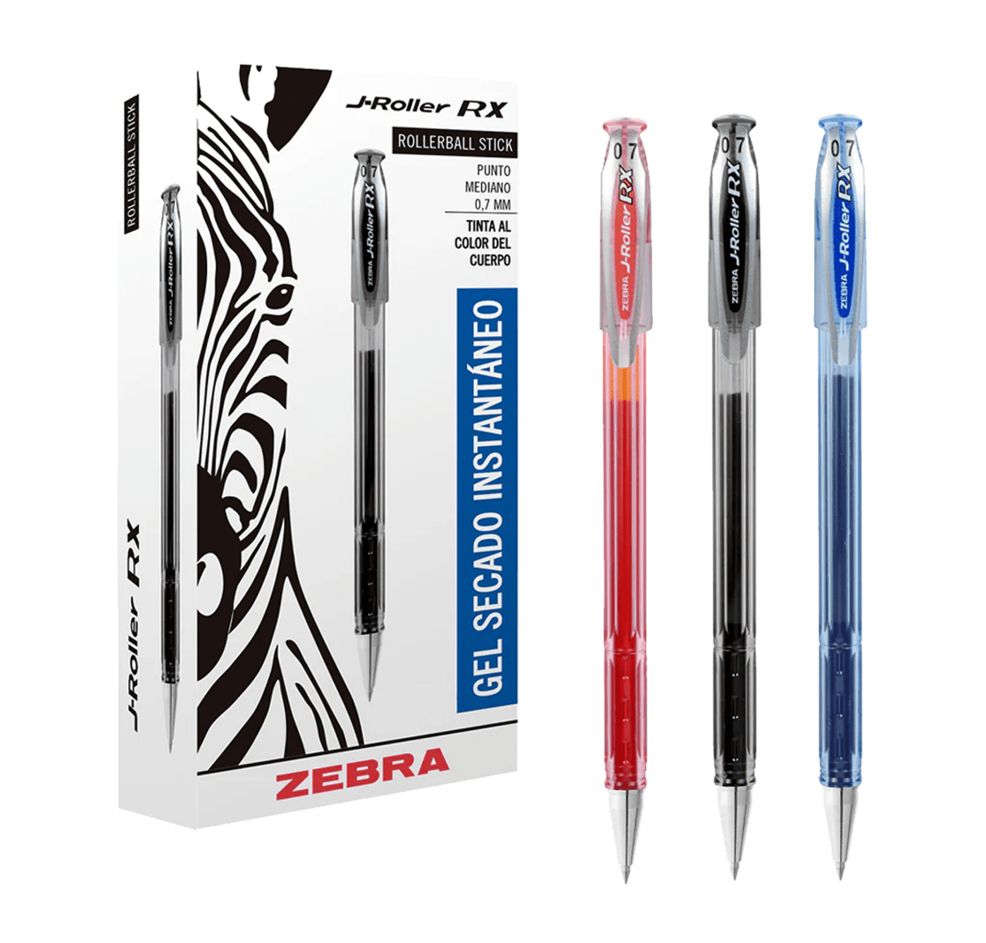 Bolígrafos de Gel ZEBRA J-ROLLER RX 36 Piezas Punto Mediano 0.7mm Negro ...