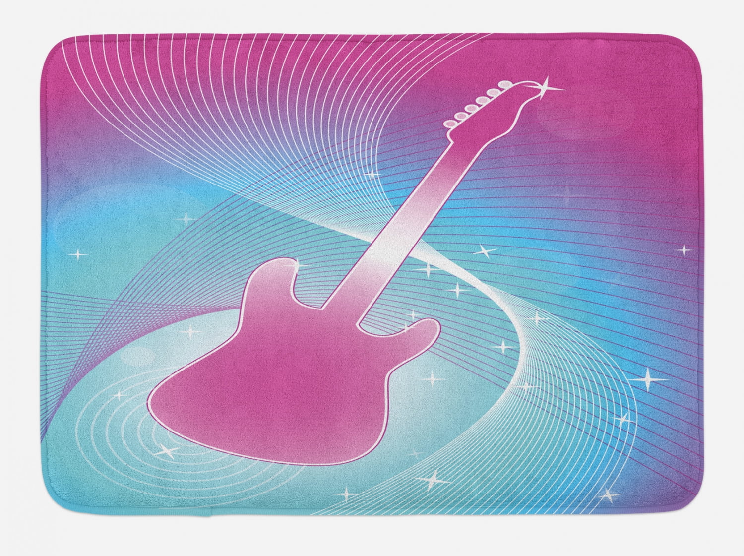 Hot Pink Bath Mat, Hot Pink Guitar on Vibrant Colored Backdrop Music ...