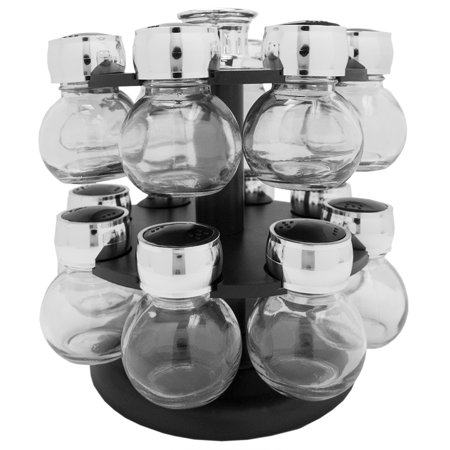 16 Piece Revolving Spice Rack, Black - Walmart.com - Walmart.com