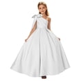 BFHHYA Girls Bow One Shoulder Maxi Dress Flowy Swing A-Line Long Prom ...