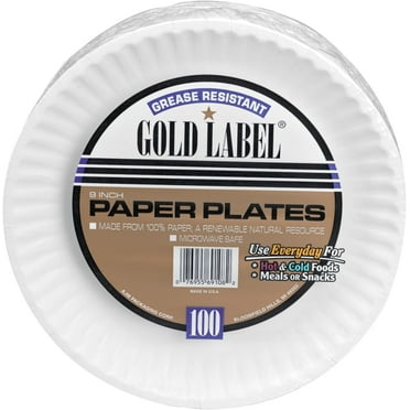 Gold Label Coated Paper Plates 9" dia, White, 100/Pack, 10 Packs/Carton ...