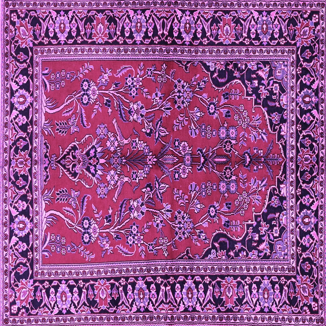 Ahgly Company Indoor Square Persian Purple Traditional Area Rugs, 7 ...