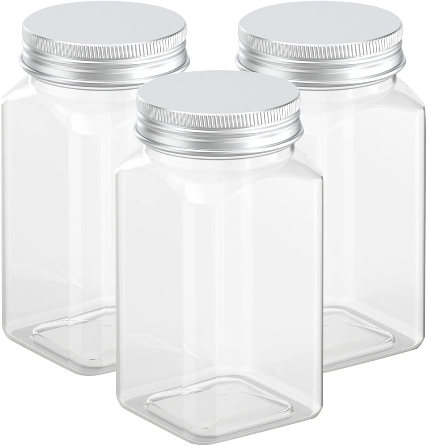 12 Ounce Clear Plastic Jars Storage Containers With Lids For Kitchen ...