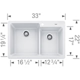 Blanco 442092 Grandis 33" Drop-In Or Undermount Double Basin Silgranit ...