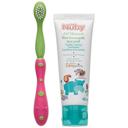Nuby Citroganix Toddler Toothpaste with Toothbrush - Pink/Green ...