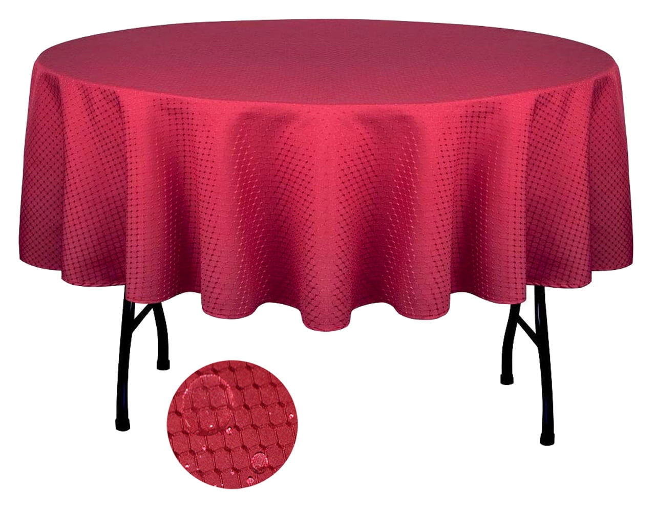Tektrum 70 inch Round Elegant Waffle Weave Check Jacquard Tablecloth ...