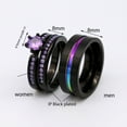Matching Rings Couple Rings Black Gold Plated 1ct Purple Cz Women