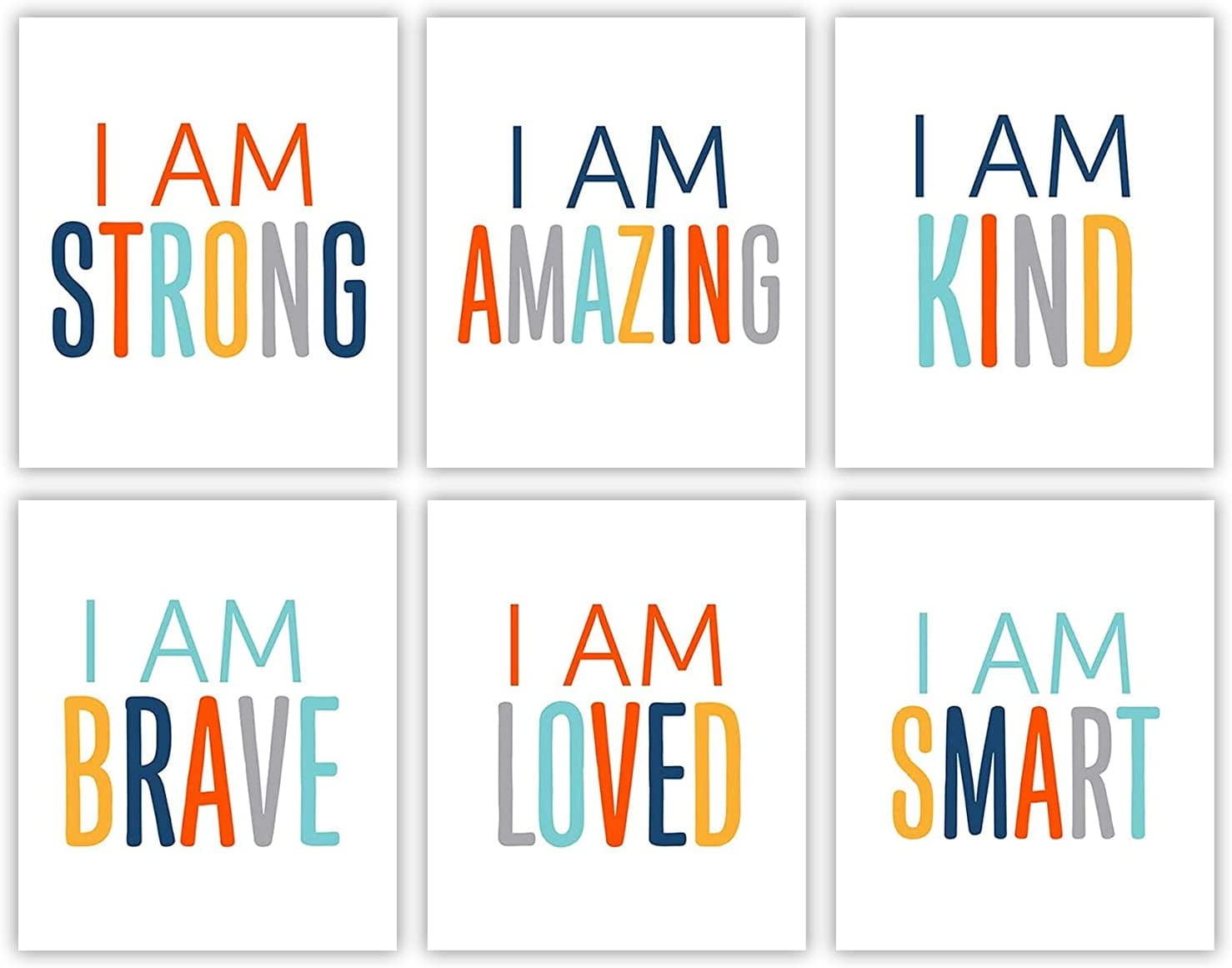 Inspirational Wall Art for Kids Colorful, Pack of 6 Cavas Prints ...
