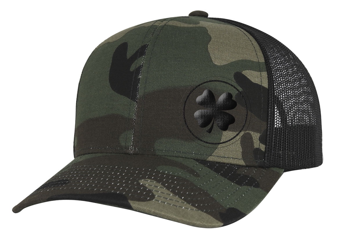 Men's Lucky Shamrock circle clover Off-Center Embroidered Golf Mesh ...
