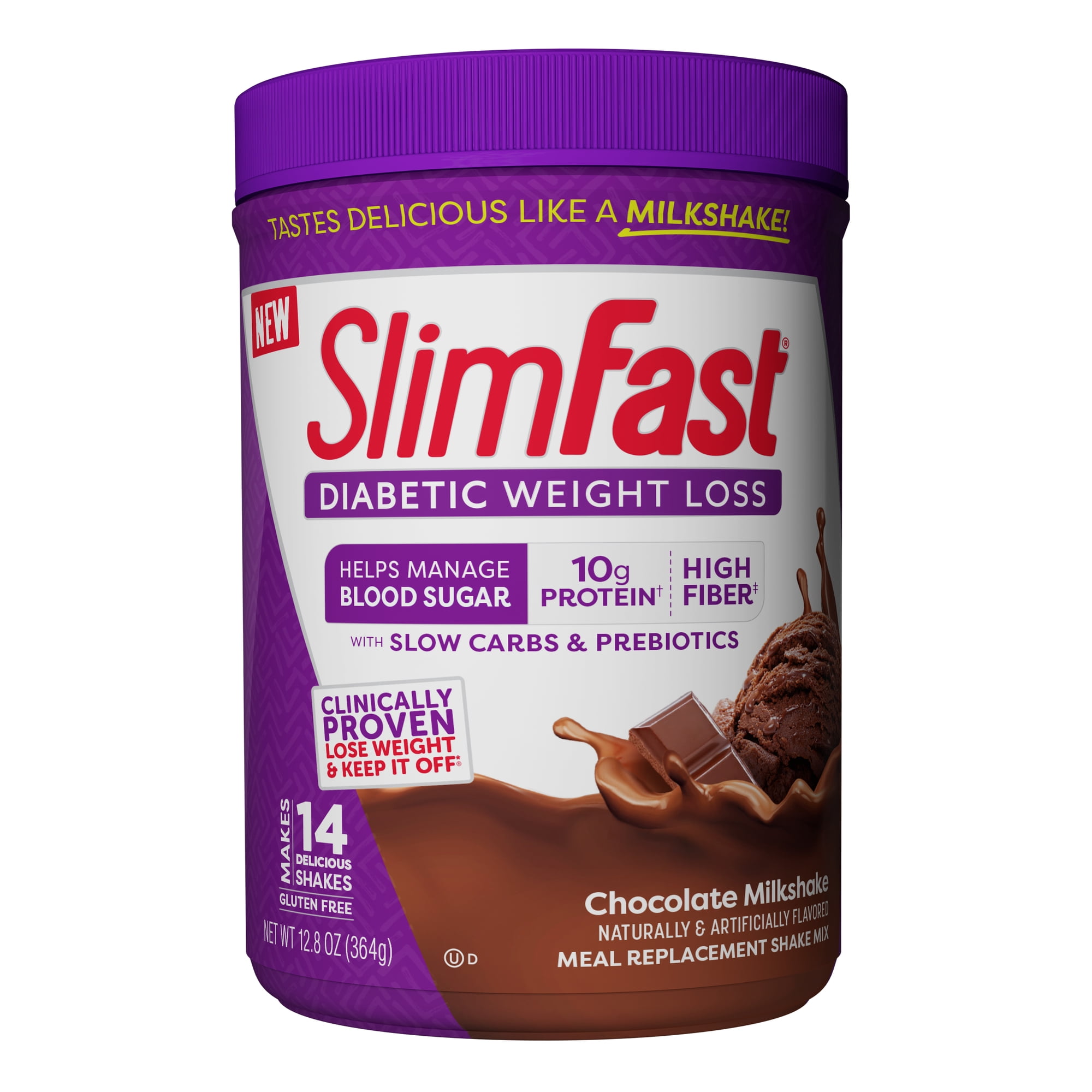 SlimFast Diabetic Meal Replacement Shake Mix Chocolate Milkshake 12 8