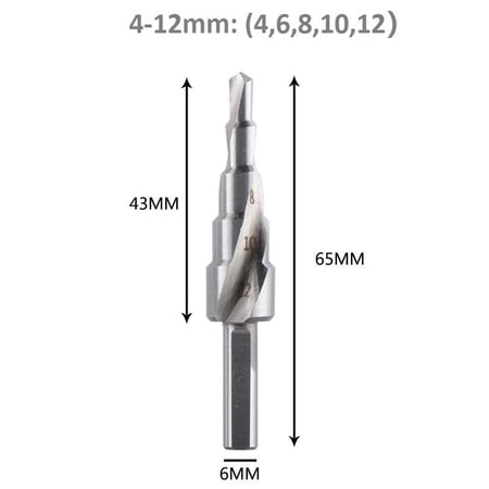 HSS 4241 Step Drill 4-12 4-20 4-32 Drilling PowerTool for Metal Wood Hole Cutter | Walmart Canada