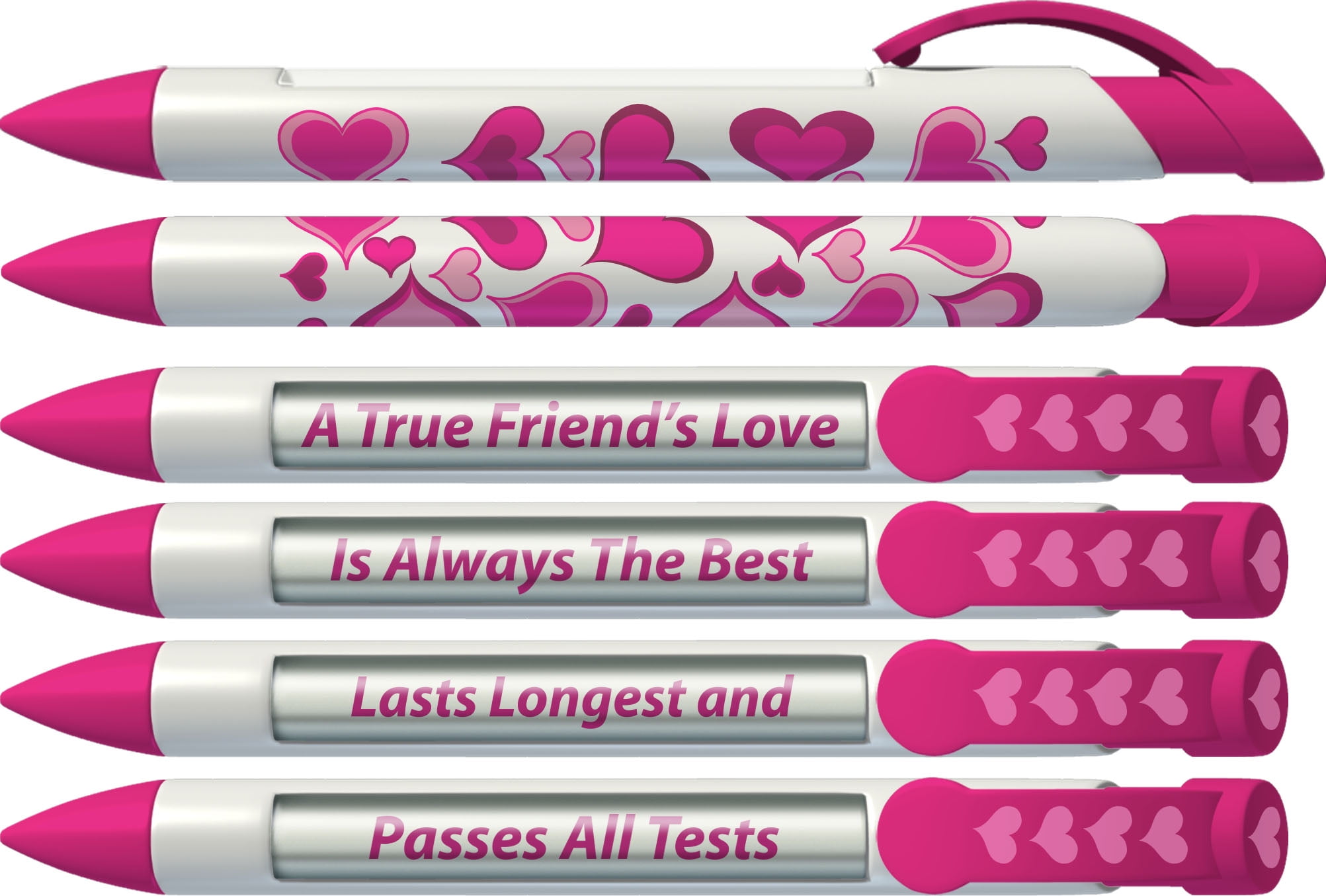 Friend Pen by Greeting Pen- Pink Magenta Heart Rotating Message Pen - 6 ...