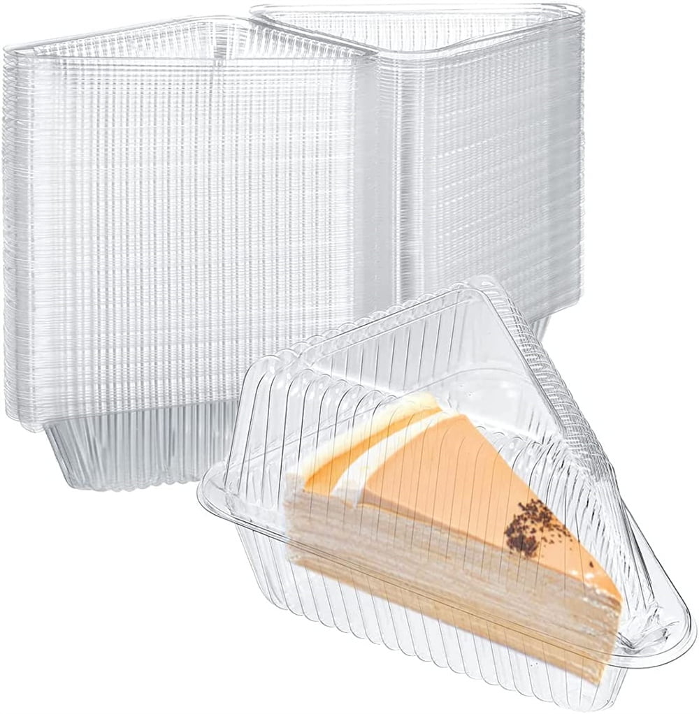 NOGIS 100 Pieces Cake Slice Plastic Containers with Lids 5 Inches ...