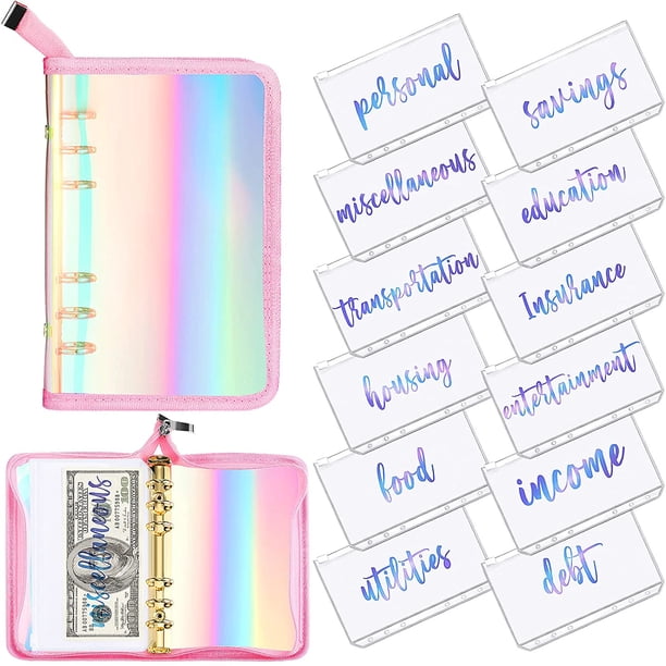 13 Pieces Rainbow Soft PVC Notebook Cover Binder Budget Envelopes ...