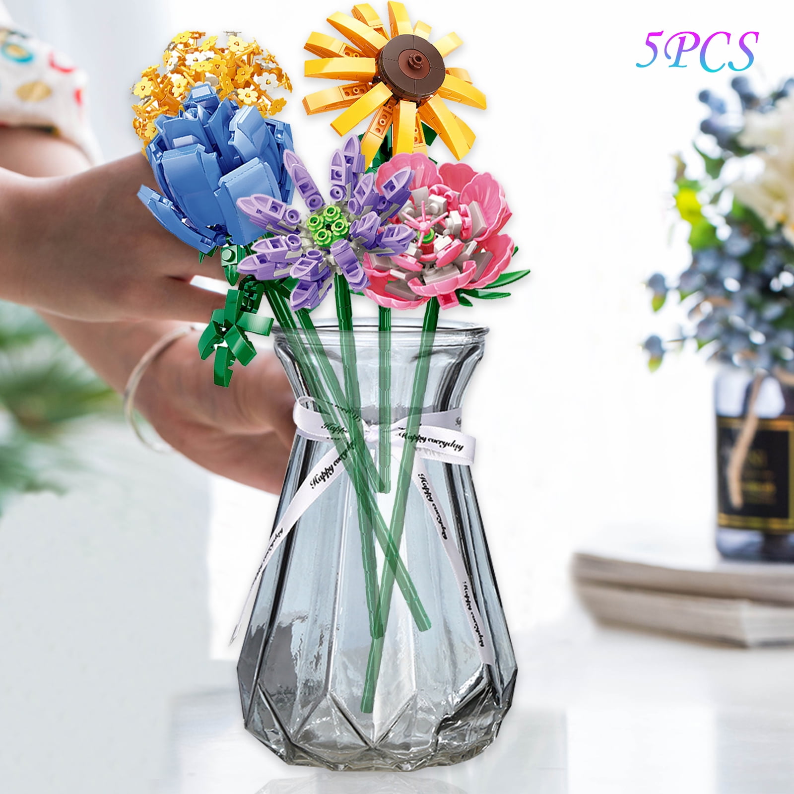 Buy Home Flower Bouquet Building Toy, Unique and Creative Artificial ...