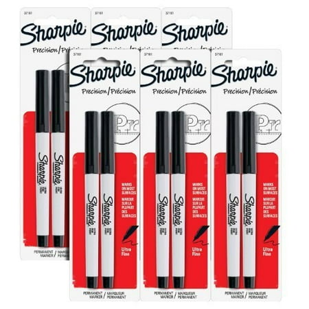 Sharpie 37161PP Ultra Fine Point Permanent Markers (Set of 6), Resists Fading and Water, Black ...