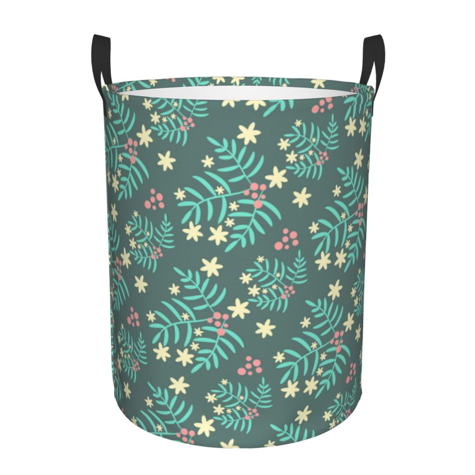 XMXT Collapsible Laundry Basket, Green Plant Texture Prints Waterproof ...