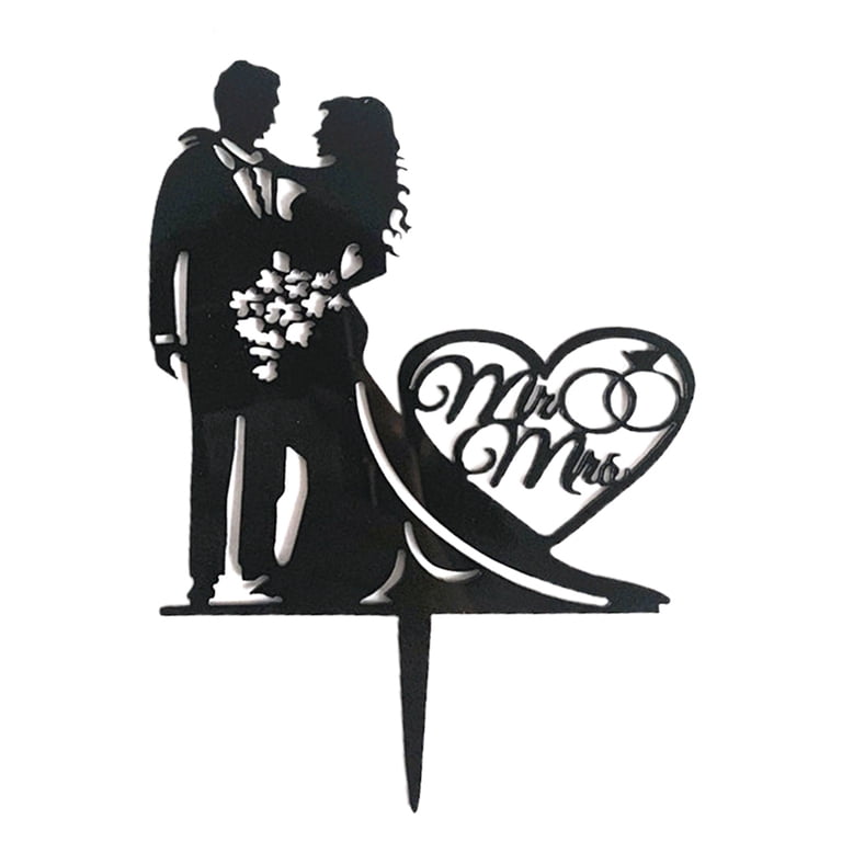Black Bride And White Groom Wedding Cake Toppers