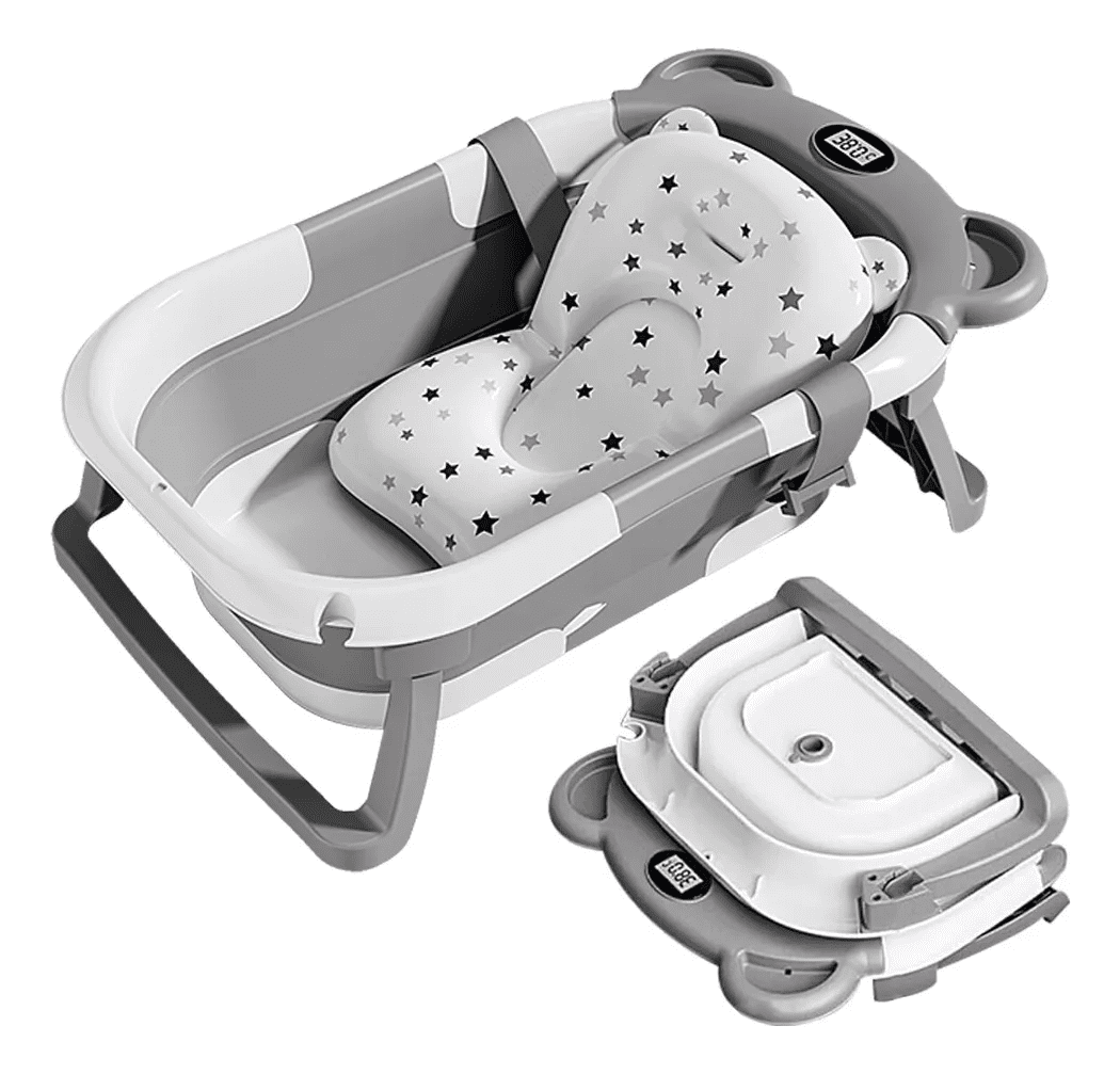 Bañera Bebés Plegable Tina De Baño Con Cojín Gris | Bodega Aurrera en línea