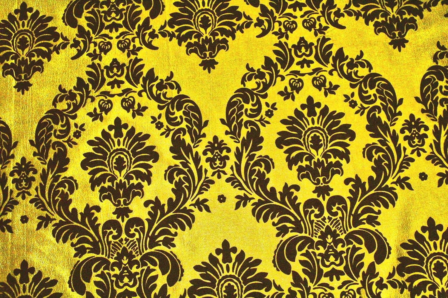 25 Yards Yellow Black Flocking Damask Taffeta Velvet Fabric 58" Flocked ...