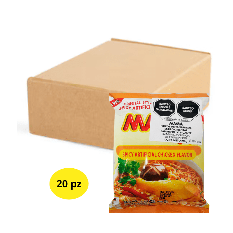 Ramen Mama Instantáneo Sabor Pollo Picante 20 bolsas de 90 g c/u ...