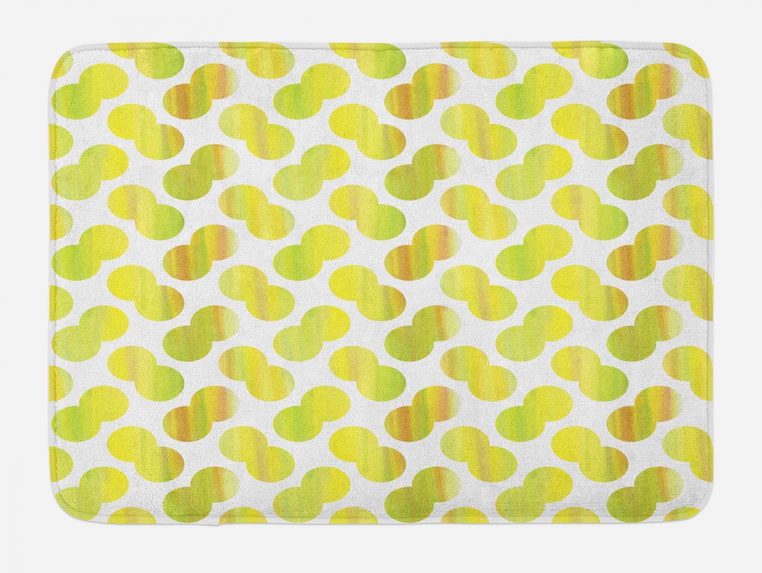 Green and White Bath Mat, Big Spots in Pairs Watercolor Style Grunge ...