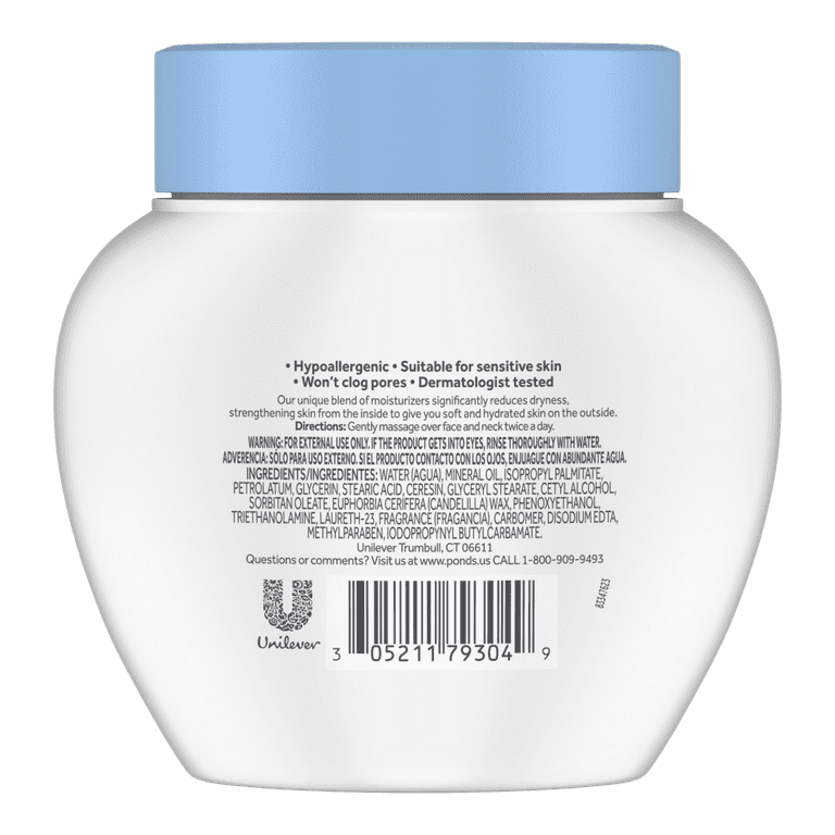 Pond s Hypoallergenic Dry Skin Face Cream Daily Facial Moisturizer Luxurious Hydration Non Comedogenic 10.1 oz Walmart