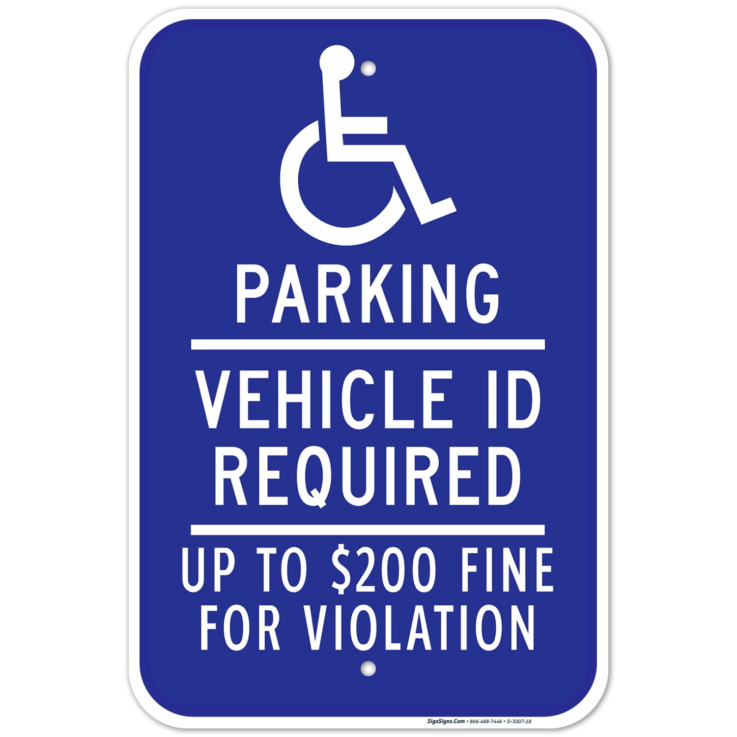 Minnesota Handicap Parking Sign, Vehicle ID Required Up to $200 Fine ...