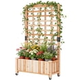 Noble House Wooden Raised Garden Bed with Trellis & Wheels,Free ...