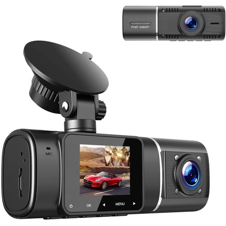 TOGUARD Dual Dash Cam with IR Night Vision, FHD 1080P Front and 720P ...