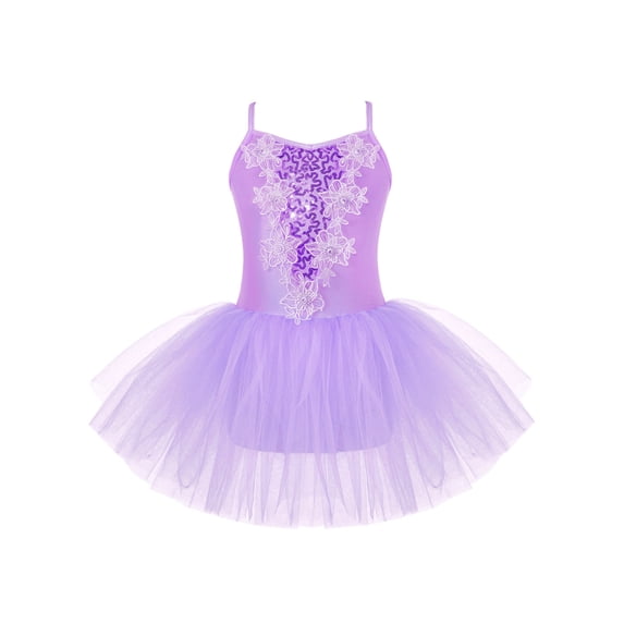 iEFiEL Girls Shiny Sequins Ballet Tutu Dress Gymnastic Exercise Leotard ...