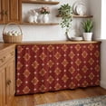 Abstract Flower Cabinet Curtains 32" W x 55" L Vintage Geometric Red ...