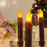 Taper Primitive Candles 6Pcs Real Wax Hand Dipped Battery Operated ...