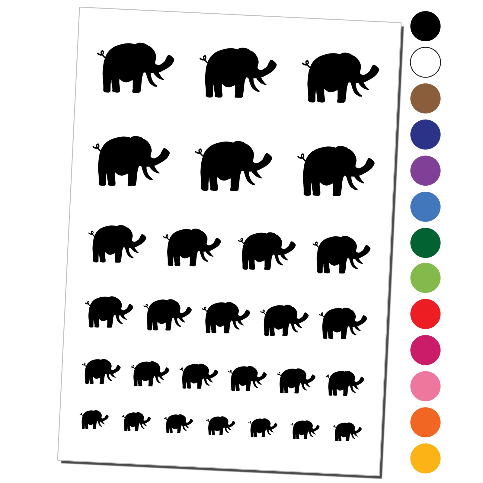 Elephant Doodle Solid Water Resistant Temporary Tattoo Set Fake Body ...