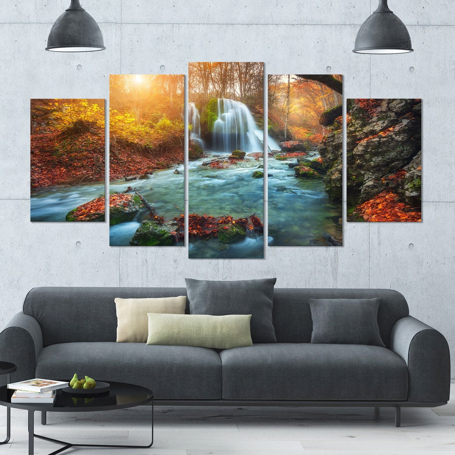 Click here for Designart Design Art Fast Flowing Fall River In Fo... prices