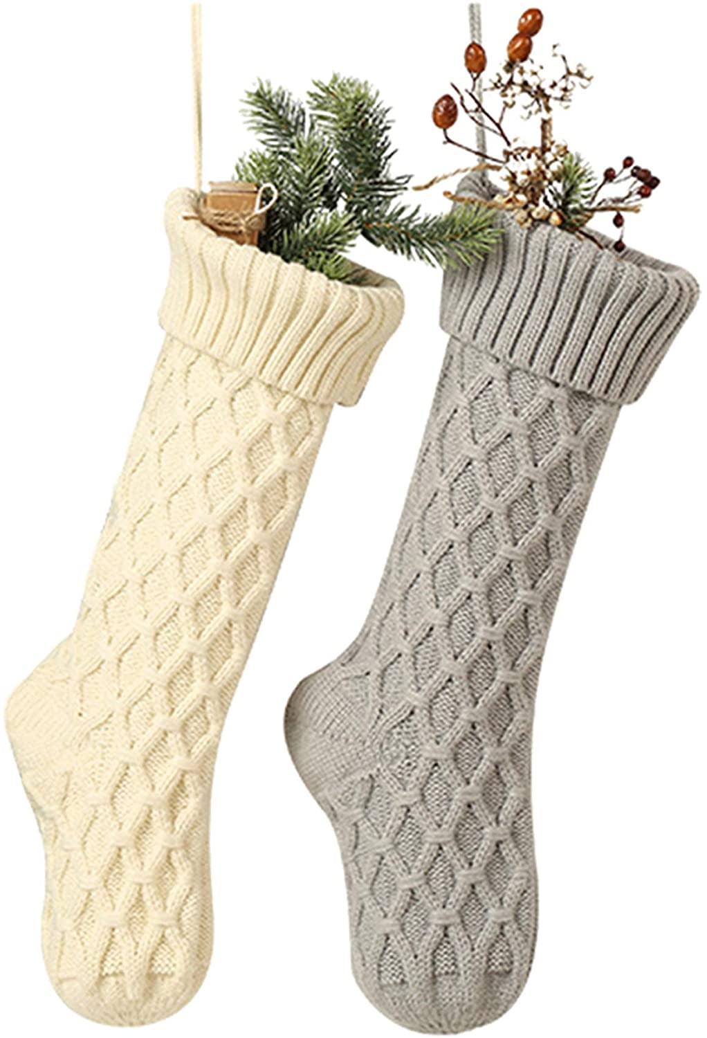Sinhoon Knit Christmas Stockings, 2 Pack 18 inches Large Personalized ...