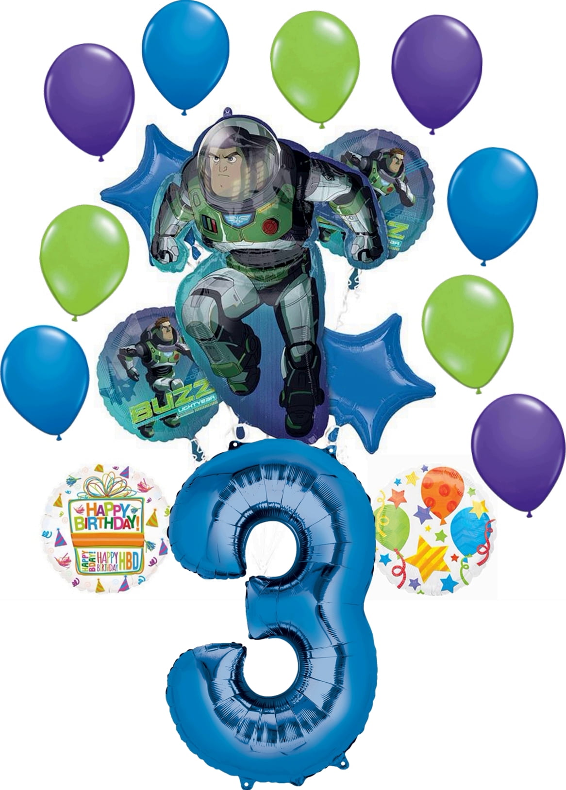 Buzz Lightyear Party Supplies 3rd Birthday Theme Balloon Bouquet ...