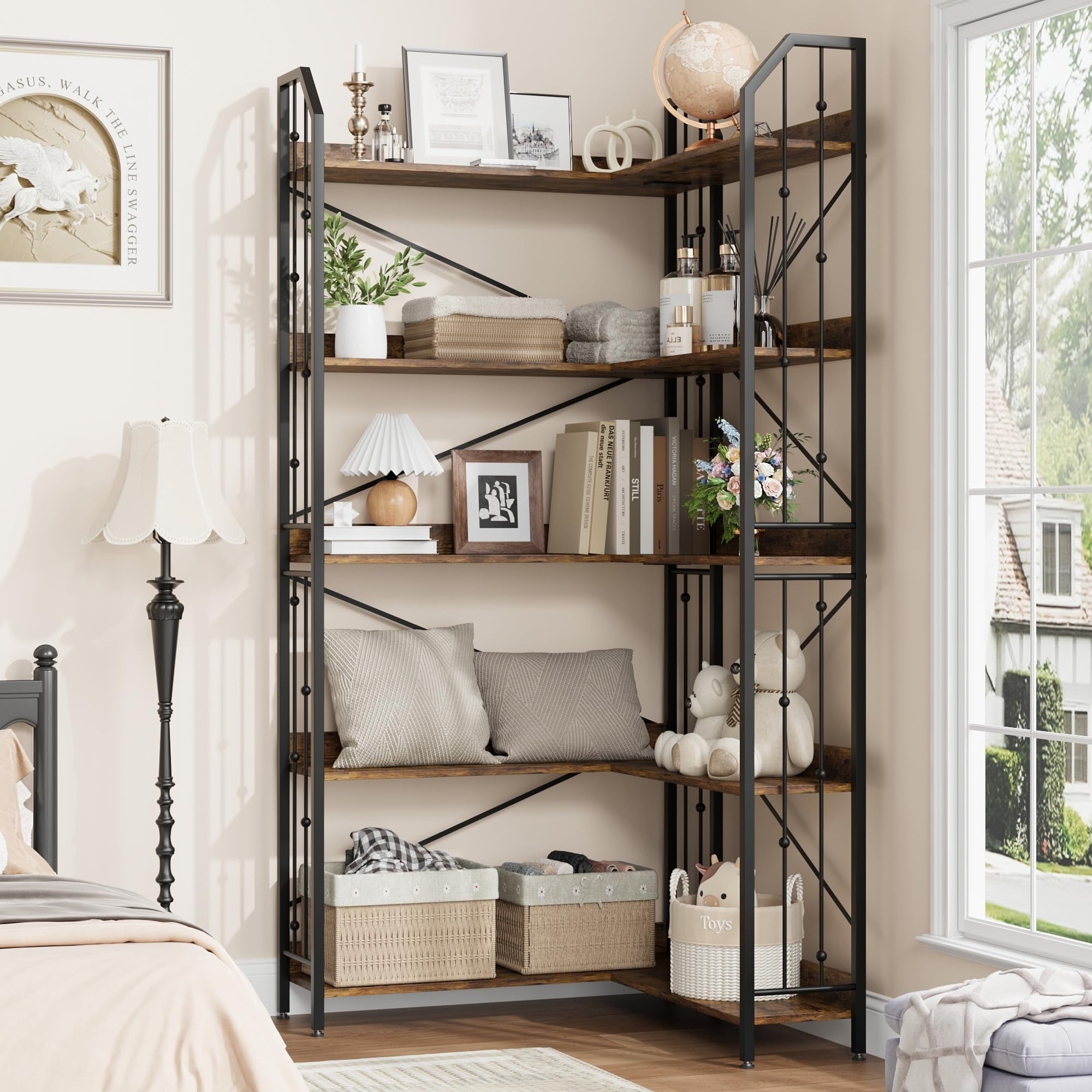 Click here for Tropow Industrial L-Shaped Corner Bookshelf - 72 T... prices
