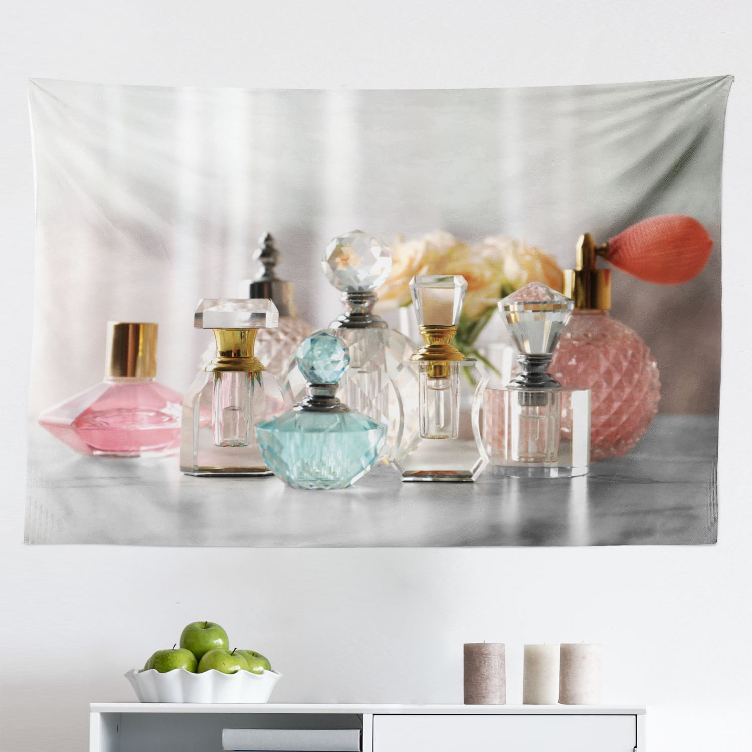 Perfume Tapestry, Bottles of Fragrance and Rose Present Loved One ...