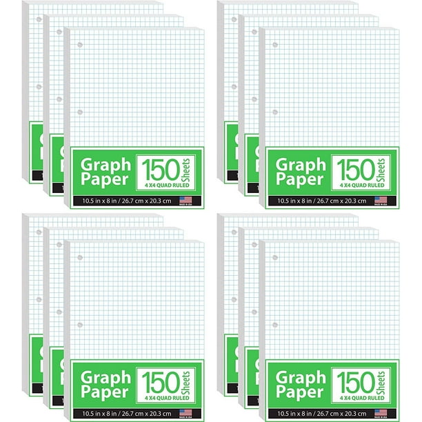 Graph Paper, Loose Leaf Graph Paper, 4 x 4 An Inch Quad Ruled Graph ...