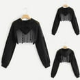 Women's Fall Clearance Hoodie, Solid Cutout Mesh Insert Cropped ...