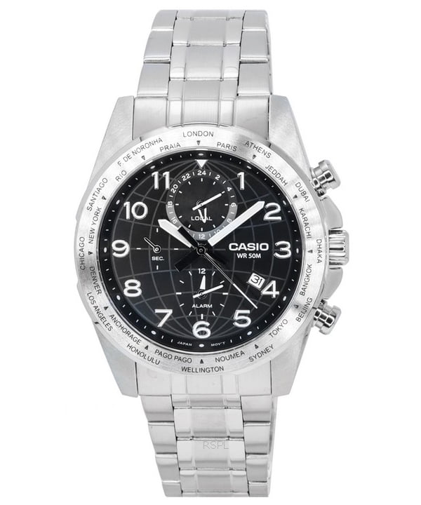 Casio Standard Analog Stainless Steel Black Dial Quartz MTP-W500D-1A ...