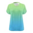 Dolkfu V-Neck Oversized Graphic Tshirts for Women Blue Short Sleeve ...