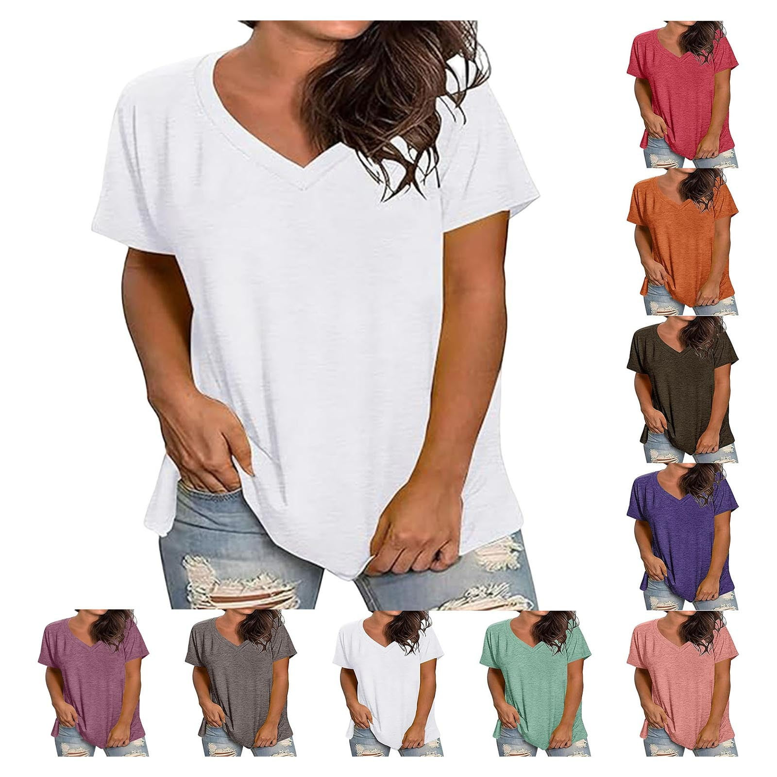Click here for Anuyalue Womens Plus Size Tees Loose Fit V Neck T... prices