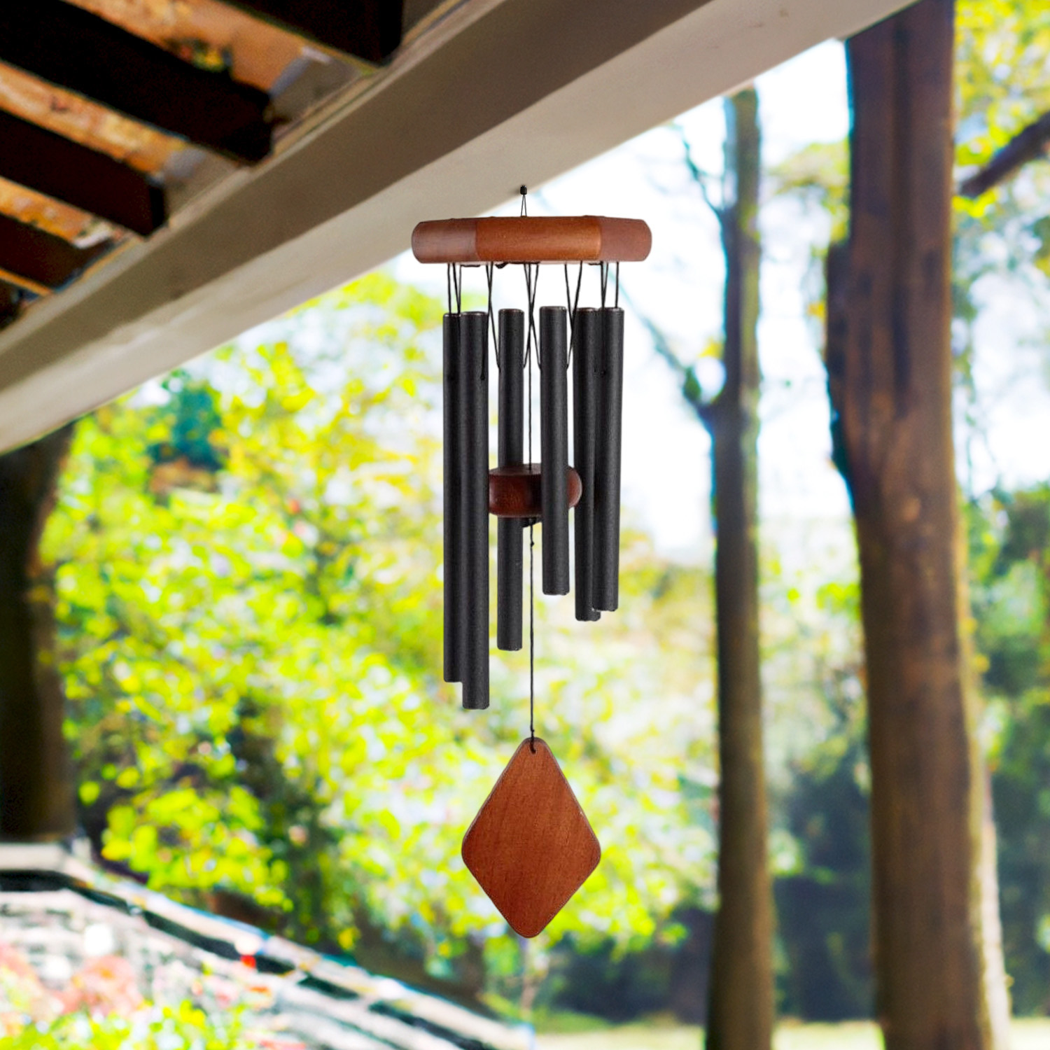 ICE ARMOR 20" Long Wooden Top Wind Chime with Black Tube - Walmart.com